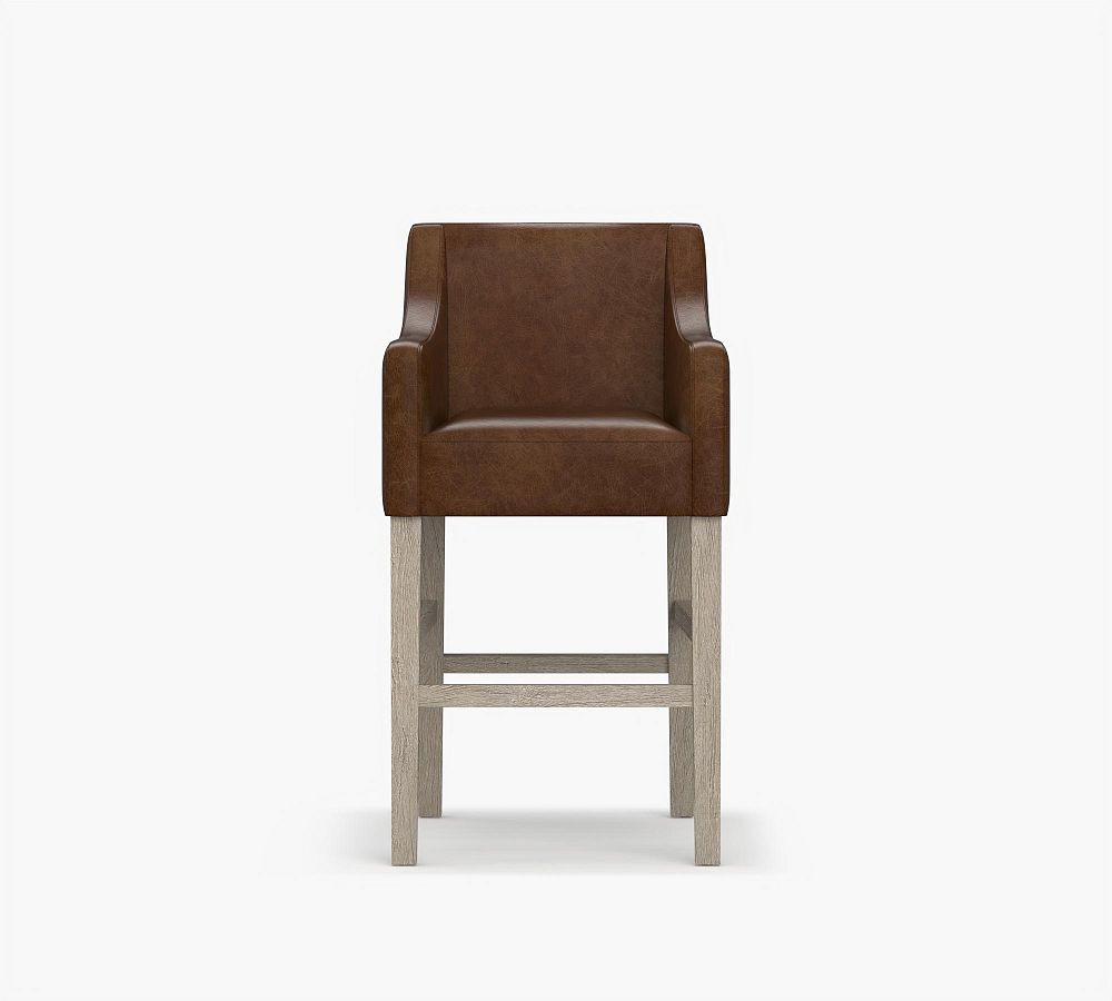 Classic Leather Slope Stool | Pottery Barn