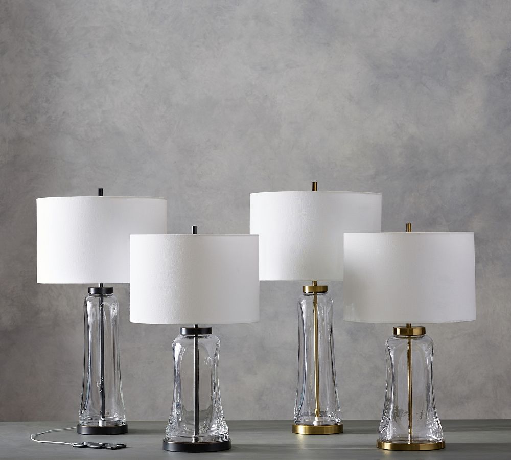 Berkeley Glass USB Table Lamp | Pottery Barn