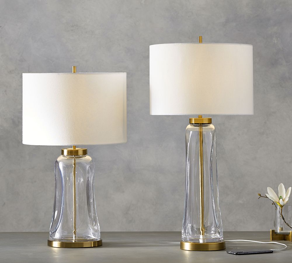 Berkeley Glass USB Table Lamp | Pottery Barn
