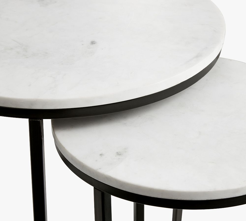 Delaney Round Marble Nesting End Table | Pottery Barn