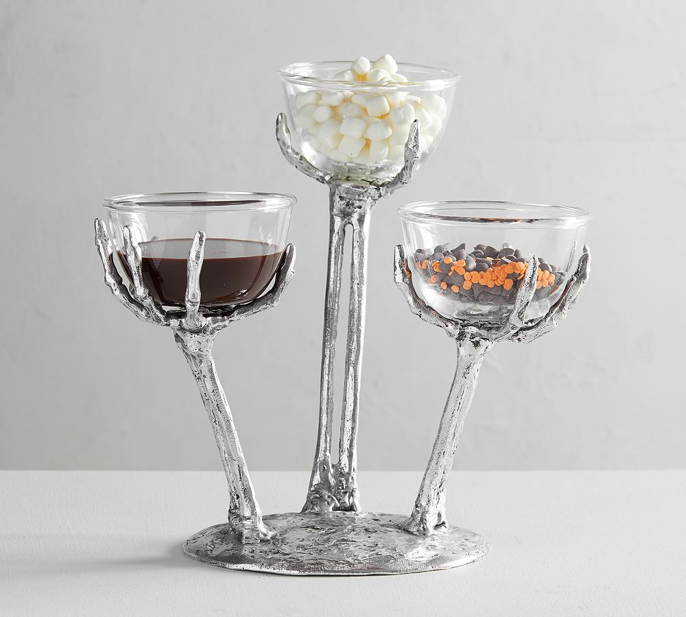 Skeleton Hand Triple Condiment Server | Pottery Barn