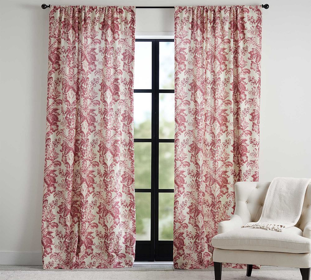 Thea Print Linen/Cotton Rod Pocket Curtain | Pottery Barn