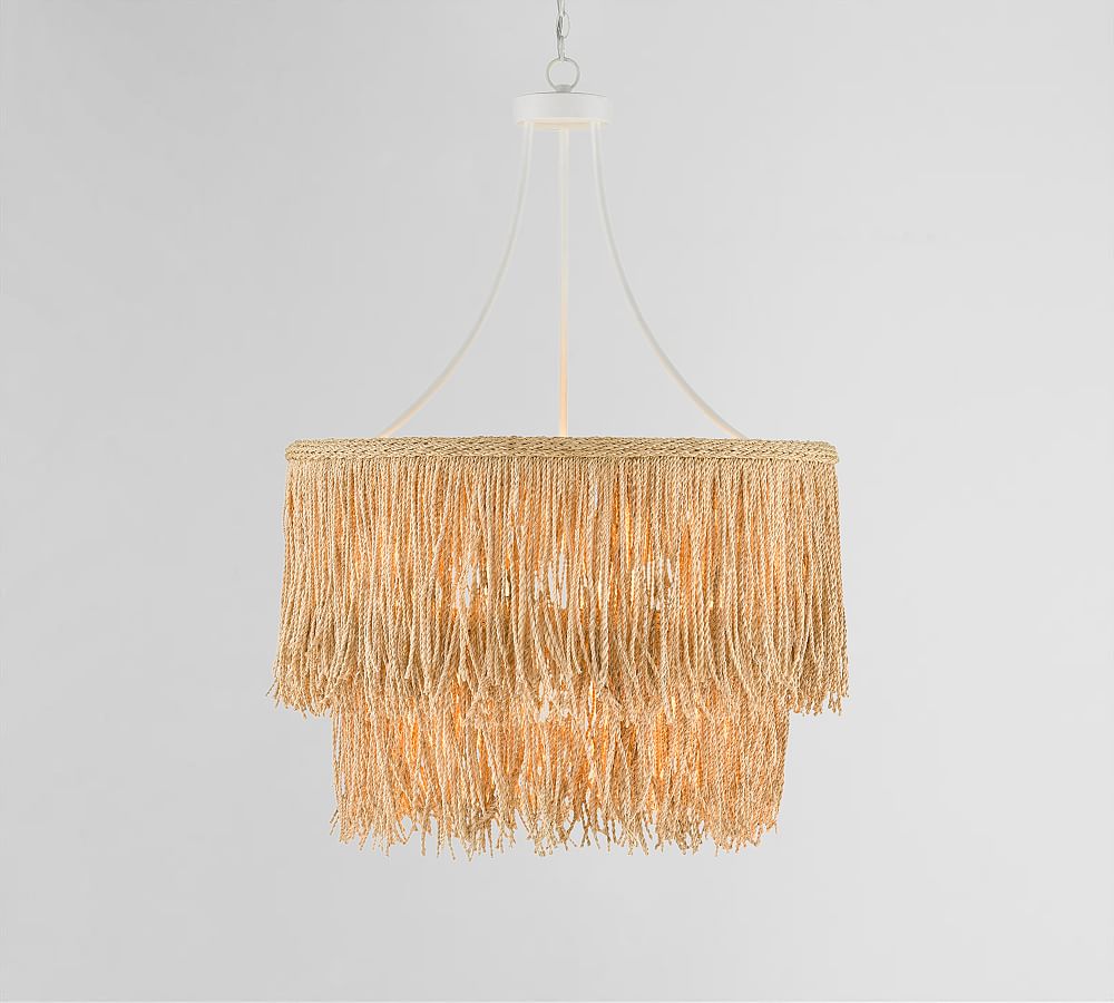 Jolene Tiered Natural Abaca Rope Chandelier | Pottery Barn