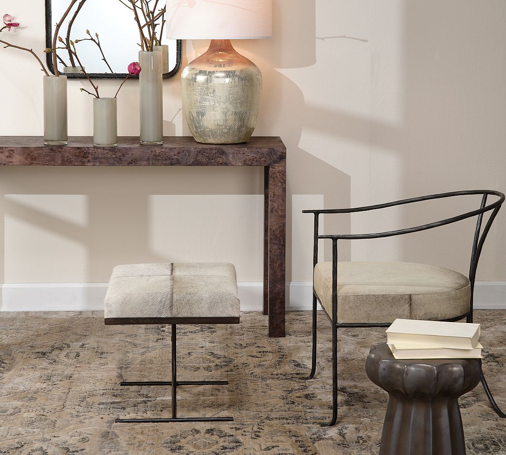 Orson Hair on Hide Stool | Pottery Barn