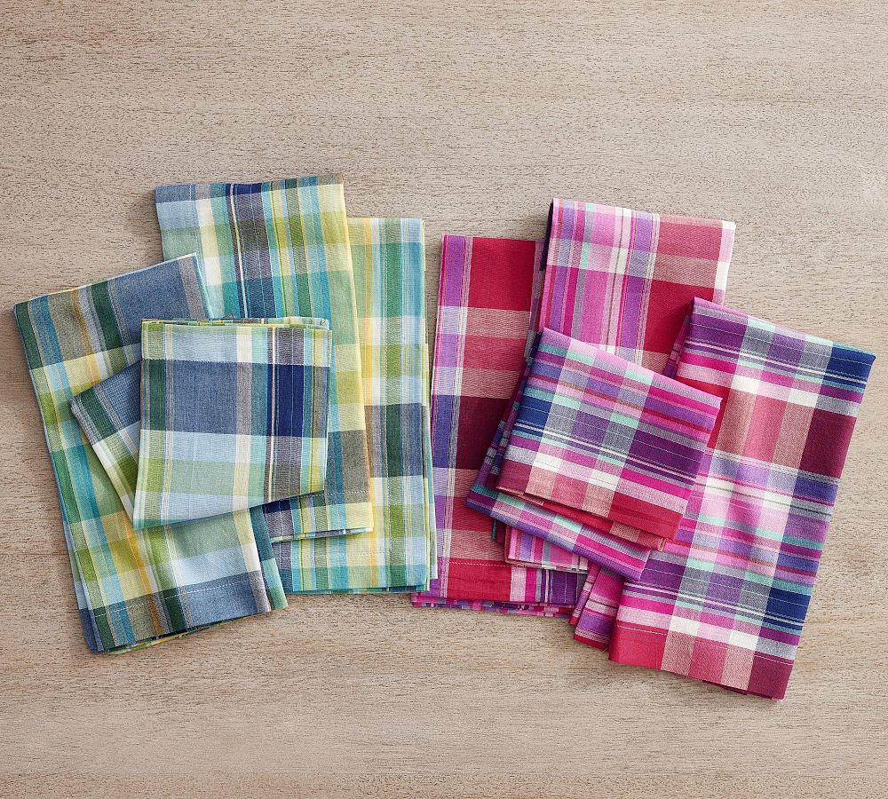Madras Plaid Organic Cotton Napkins - Set of 4 | Pottery Barn