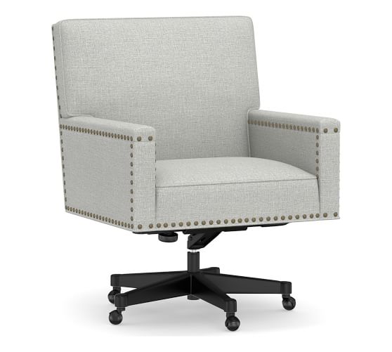 Tyler Upholstered Swivel Desk Chair | Pottery Barn
