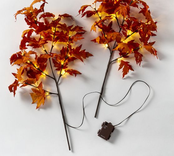 Lit Faux Maple Tree Branches - Set of 2 | Pottery Barn