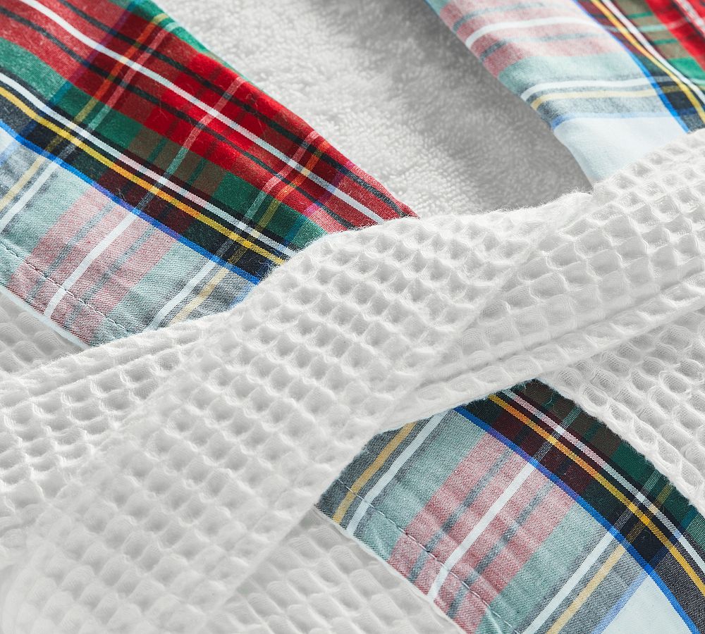 Waffle Weave Resort Stewart Plaid Robe | Pottery Barn