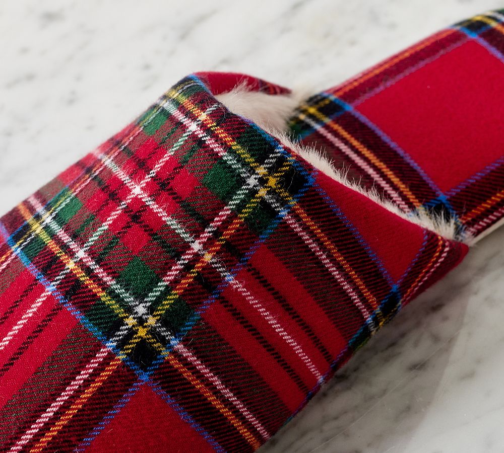 Stewart Plaid Yarn Dye Flannel Slippers | Pottery Barn