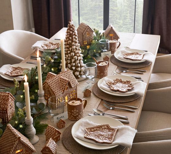 Gingerbread Figural Snowflake Appetizer Plates - Set of 4 | Pottery Barn