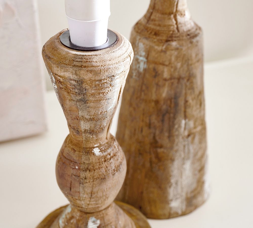 Ava Handcrafted Wood Taper Candleholders | Pottery Barn