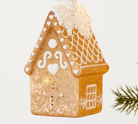 Lit Gingerbread House Ornament | Pottery Barn