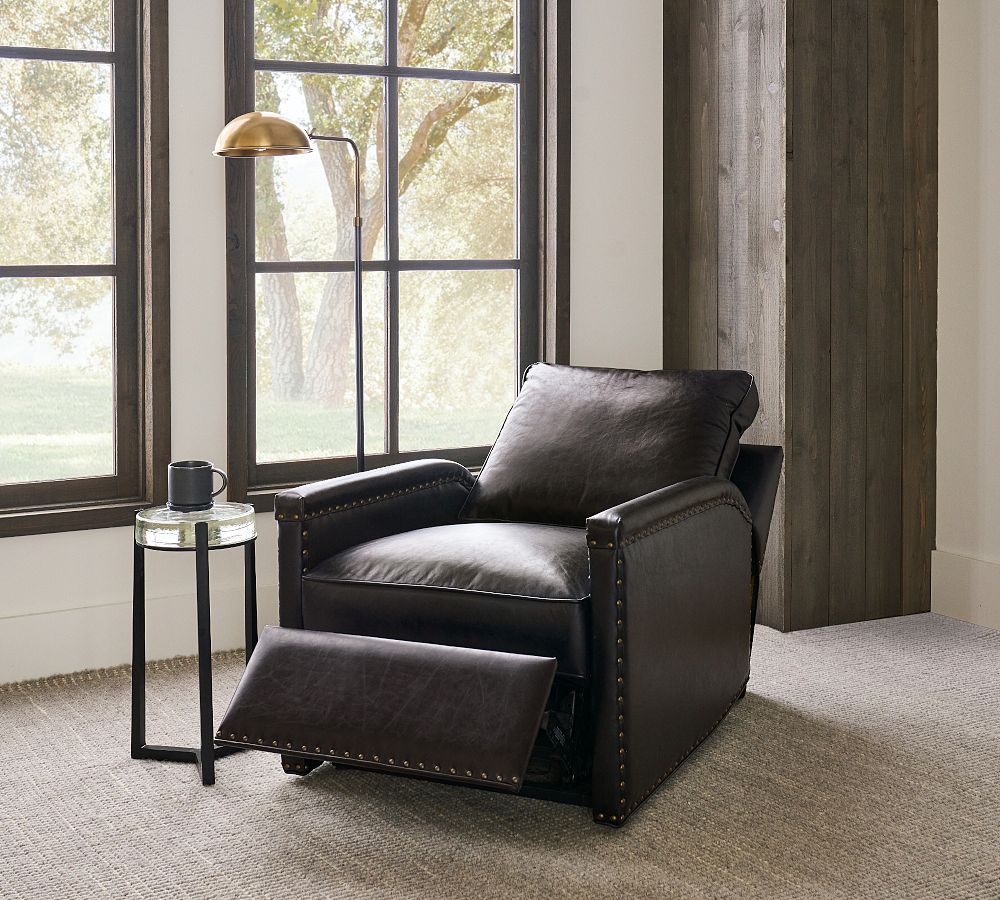 Tyler Square Arm Leather Power Lift Recliner | Pottery Barn