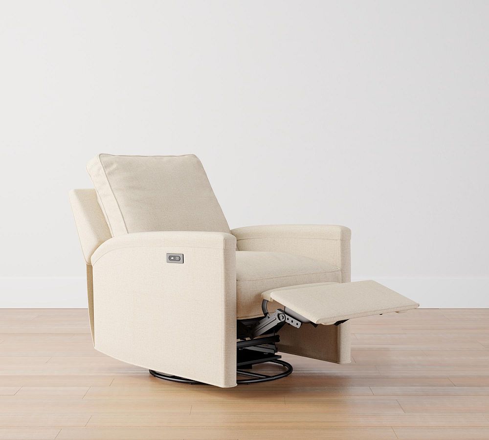 Tyler Square Arm Upholstered Power Swivel Glider Recliner | Pottery Barn