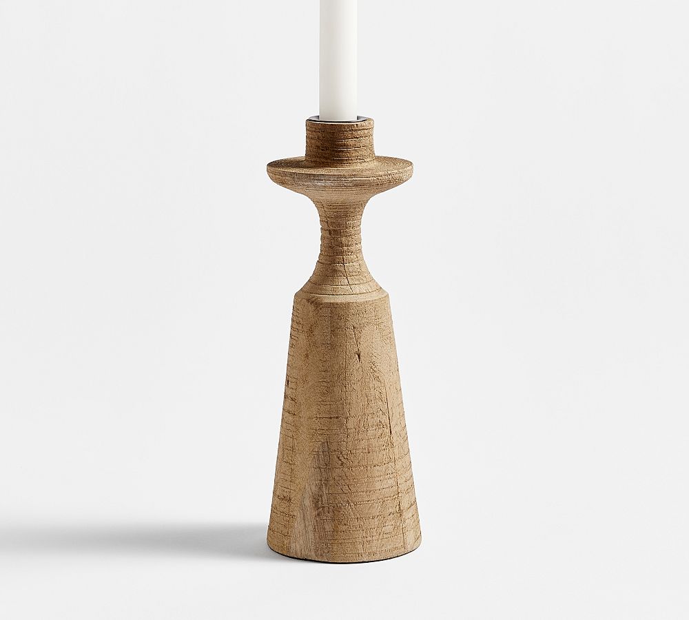 Ava Handcrafted Wood Taper Candleholders | Pottery Barn
