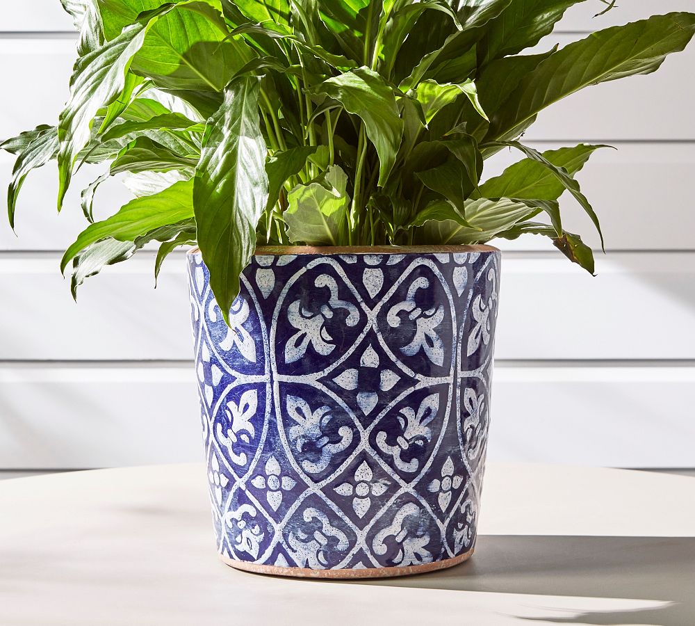 Ikat Tile Hand Painted Terracotta Outdoor Planters | Pottery Barn