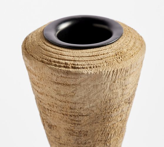 Ava Handcrafted Wood Taper Candleholders | Pottery Barn