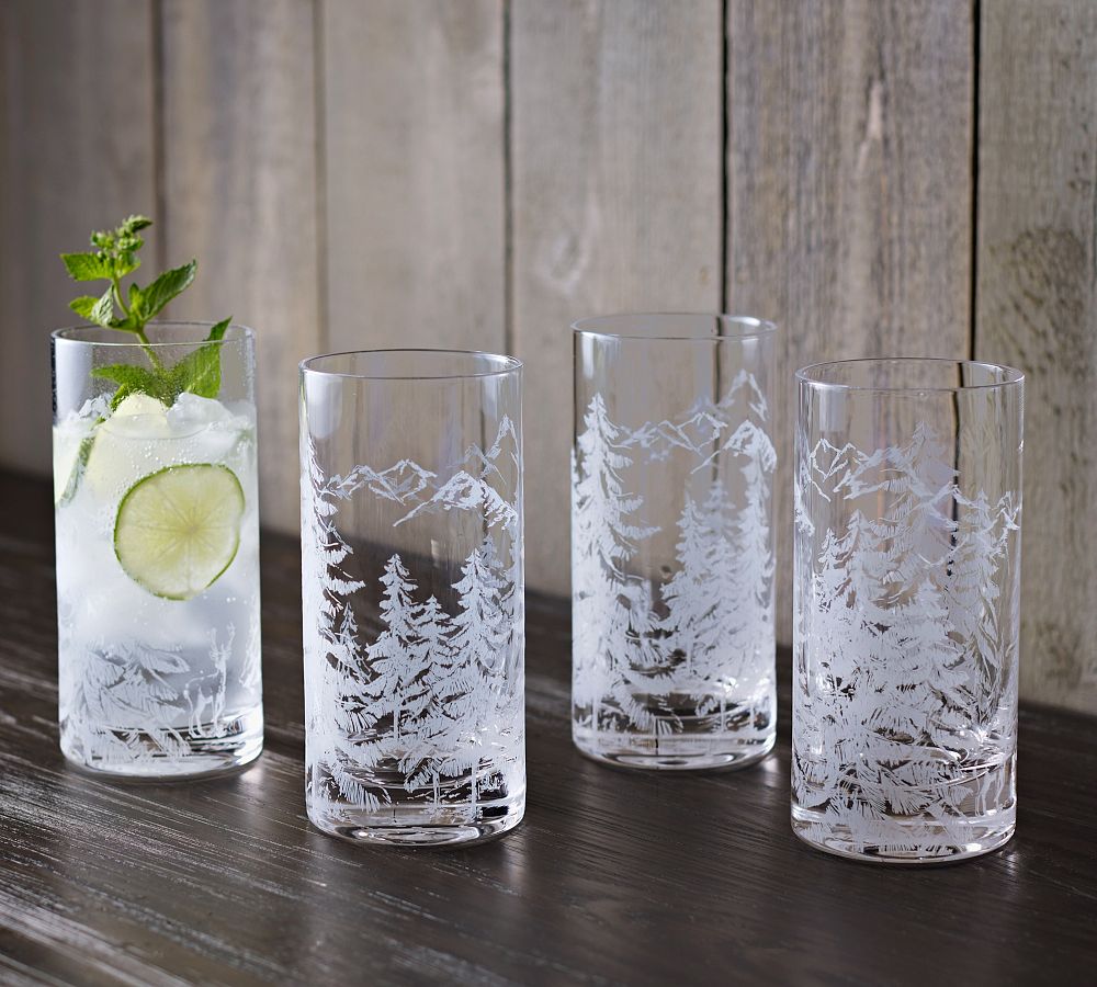 Rustic Forest Cocktail Glasses - Set of 4 | Pottery Barn