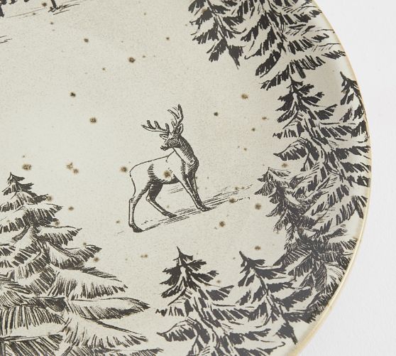 Rustic Forest Stoneware Appetizer Plates - Set of 4 | Pottery Barn