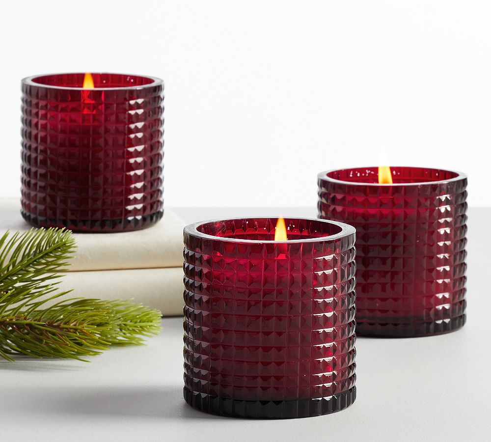Monique Lhuillier Prism Candle Set - Winter Berry | Pottery Barn