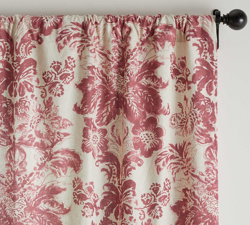 Thea Print Linen/Cotton Rod Pocket Curtain | Pottery Barn