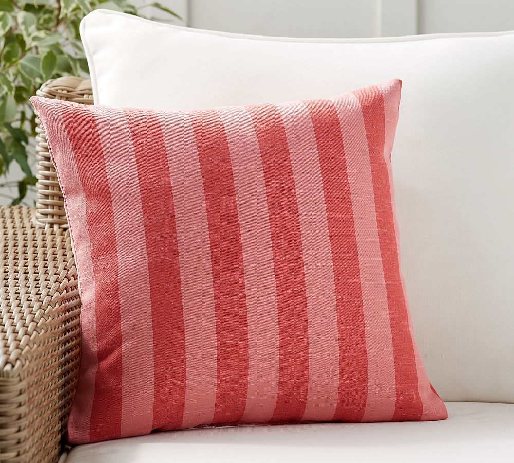 Tonal Striped Outdoor Throw Pillow | Pottery Barn