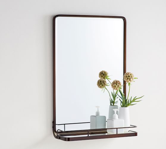Vintage Rounded Rectangular Mirror With Shelf | Pottery Barn