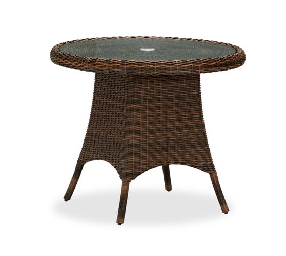 Torrey 36.5" All-Weather Wicker Round Bistro Table, Espresso | Pottery Barn
