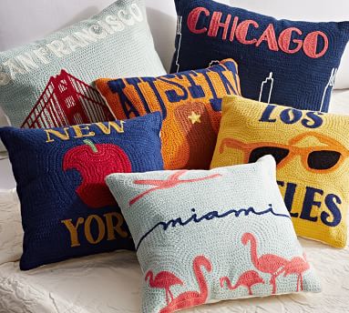 Miami Crewel Embroidered Decorative Pillow | Pottery Barn
