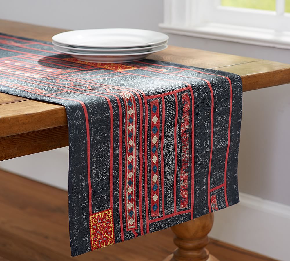 Mia Appliqué Embroidered Table Runner | Pottery Barn
