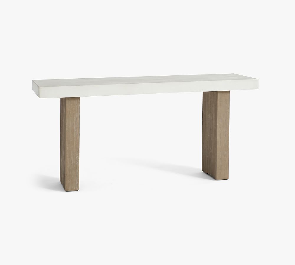 Pomona 65" Concrete & Acacia Outdoor Console Table | Pottery Barn