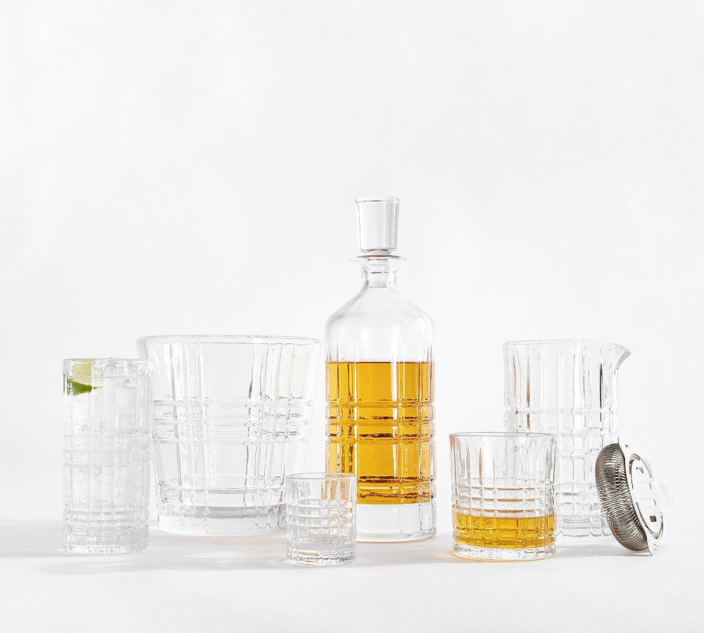 Stewart Plaid Cocktail Mixing Glass with Strainer | Pottery Barn