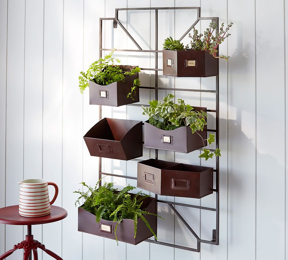 Bronze Wall Outdoor Planters Grid | Pottery Barn