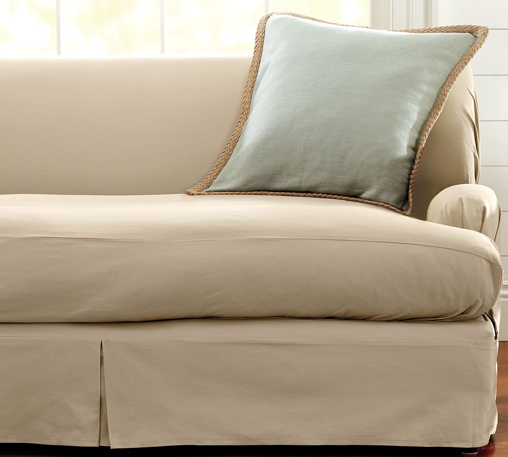 Separate Seat T-Arm Cushion Loose-Fit Slipcover - Twill | Pottery Barn