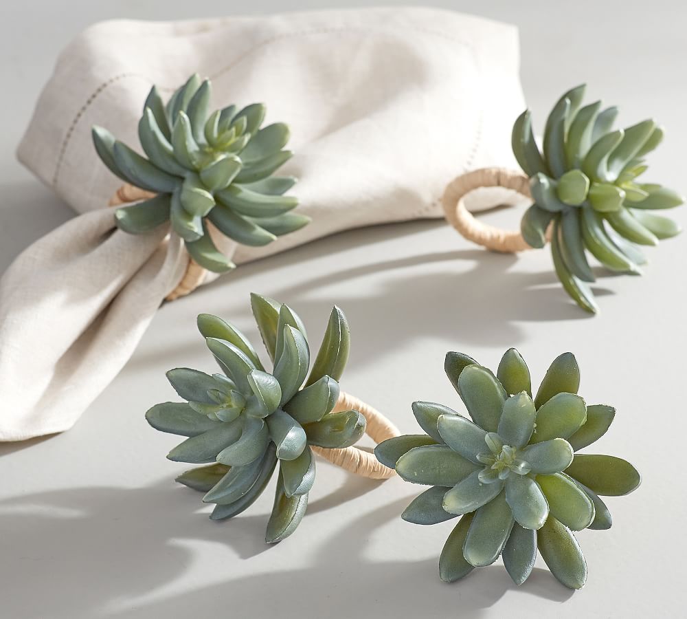Succulent Napkin Rings, Set of 4 | Pottery Barn