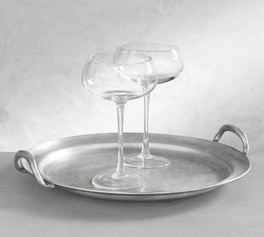 Pewter Round Handled Tray | Pottery Barn