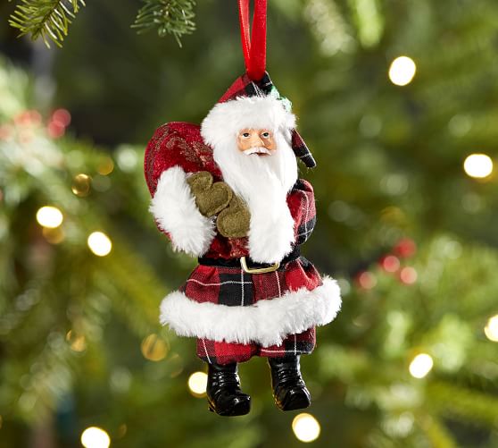 Plaid Santa Clause Christmas Ornament | Pottery Barn