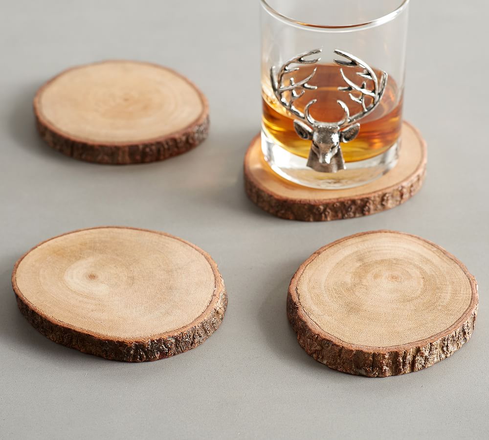 Bark Edge Coaster, Set of 4 | Pottery Barn