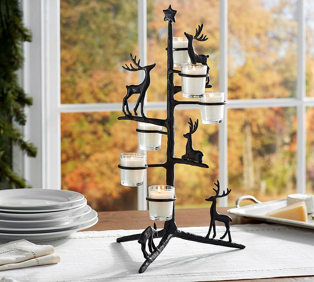 Antique Bronze Reindeer Votive Tree | Candle Holder | Pottery Barn
