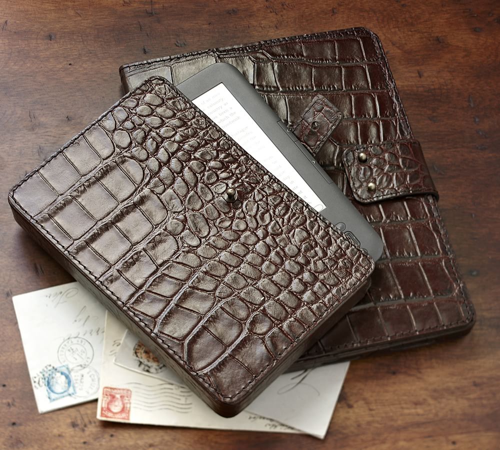 Crocodile-Embossed Leather Tablet Case | Pottery Barn