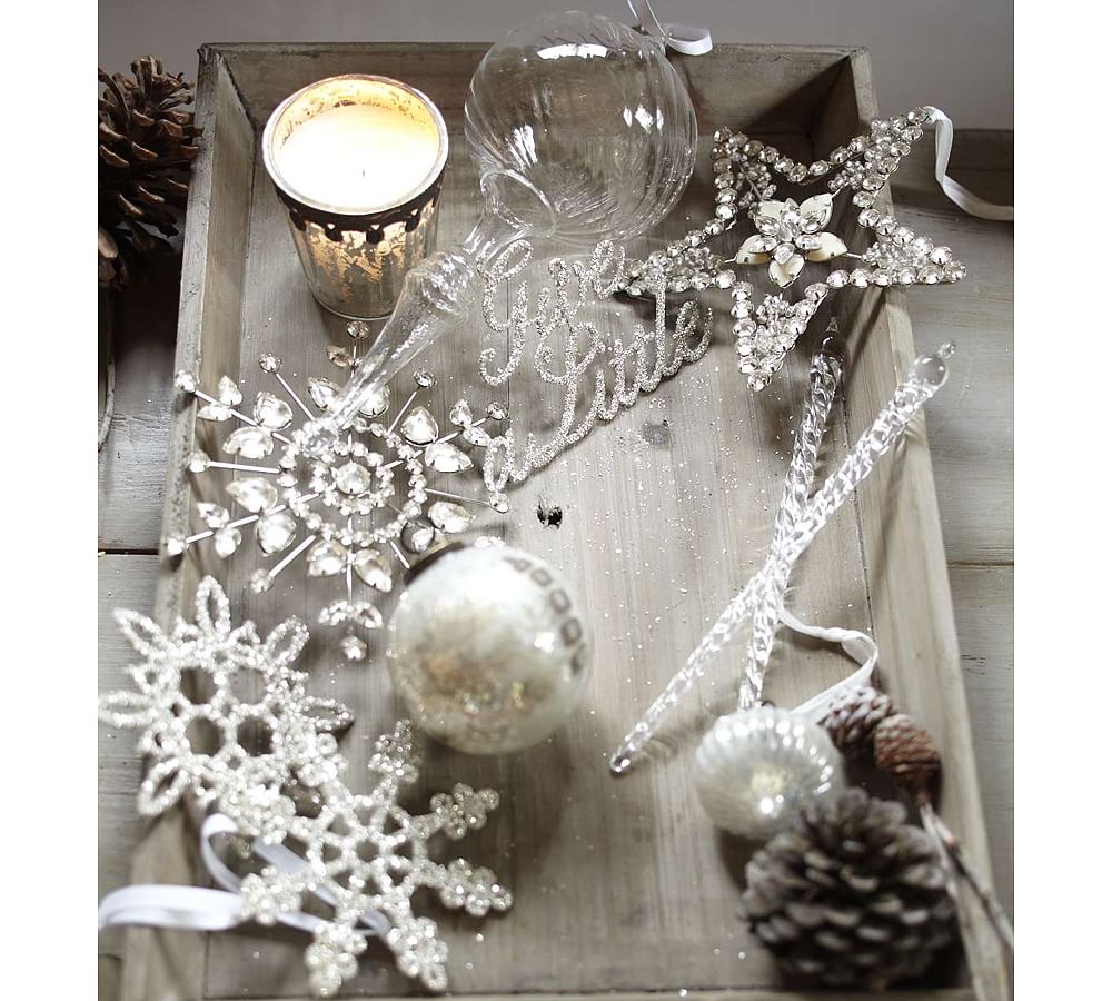 German Glitter Snowflake Ornaments, Set of 6 | Pottery Barn