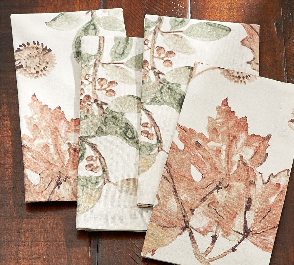 Watercolor Leaves Napkin, Set of 4 | Pottery Barn
