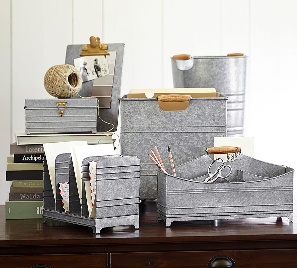 Galvanized Desk Caddy | Pottery Barn