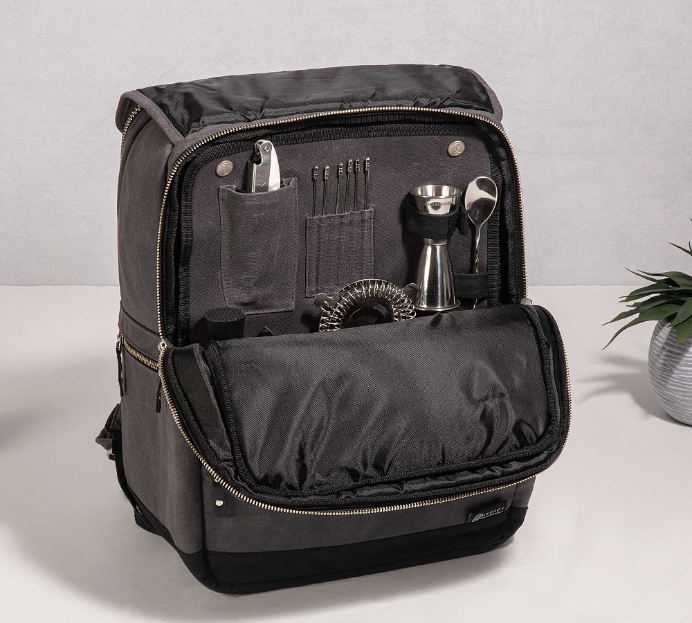 Waxed Canvas Bar Backpack Portable Cocktail Set | Pottery Barn
