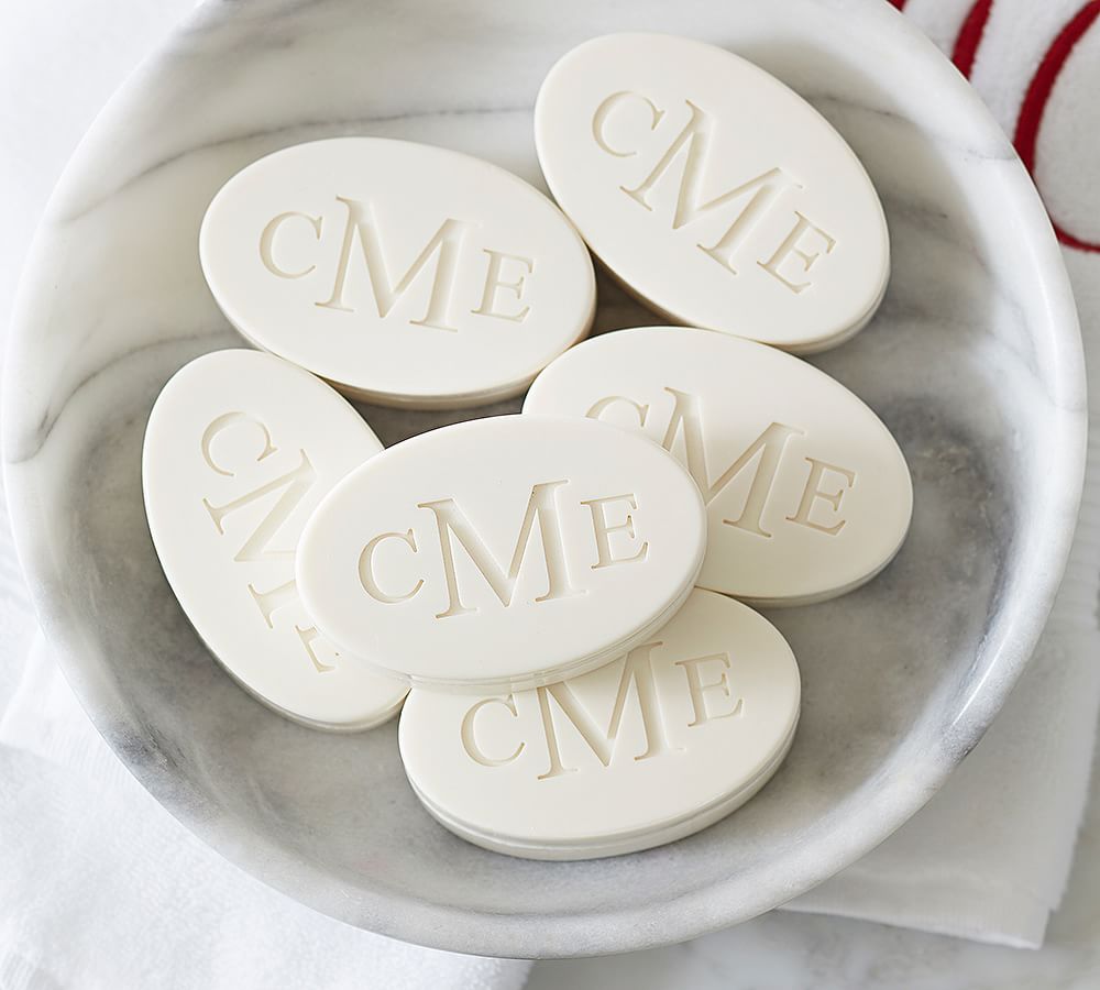 Monogrammed Paperwhite Oval Soap Set Pottery Barn