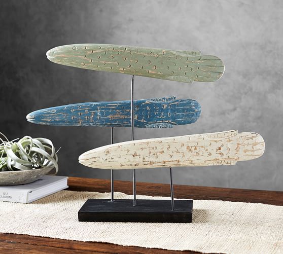 Painted Wood Fish - 3 on Stand | Decorative Objects | Pottery Barn