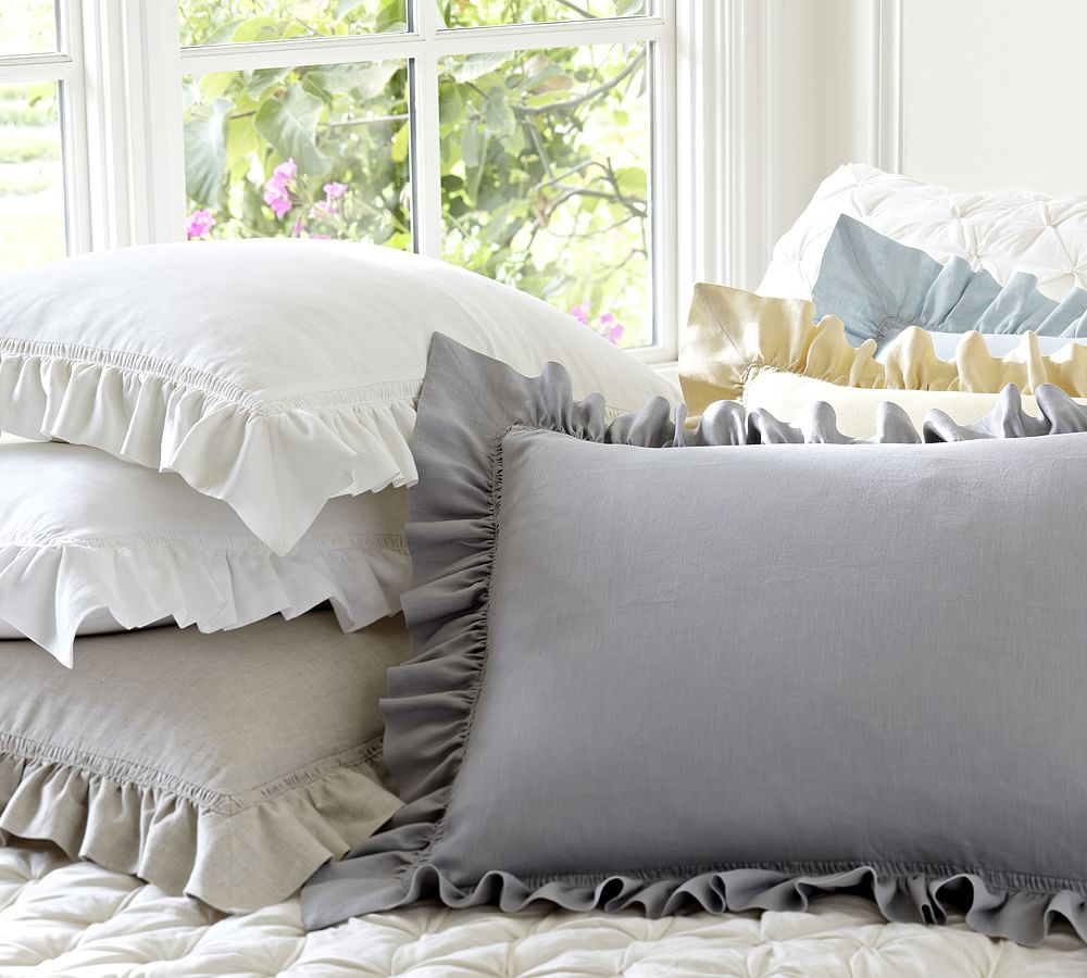 Linen Ruffle Sham | Pottery Barn
