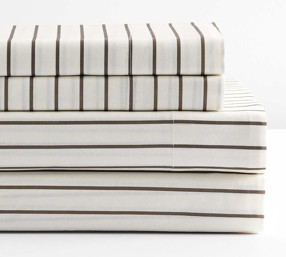 The Emily & Meritt Suit Stripe Tumbled Organic Cotton Sheet Set ...