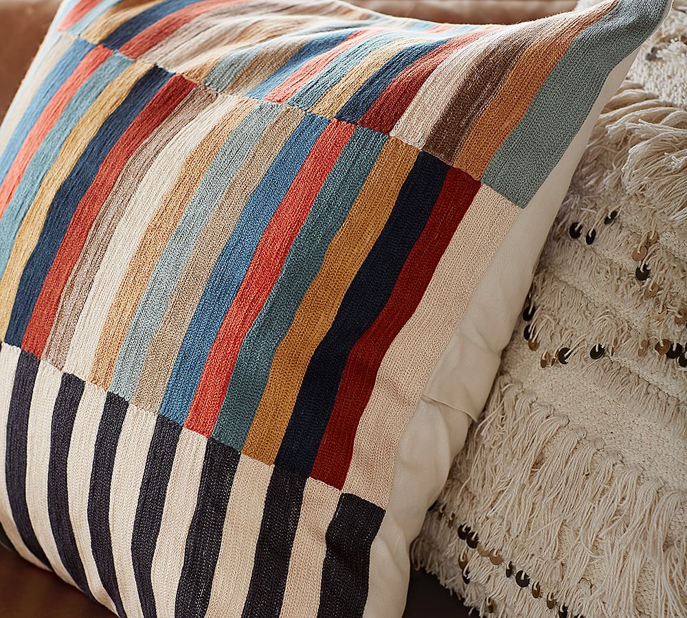 Carson Crewel Stripe Decorative Pillow Cover | Pottery Barn