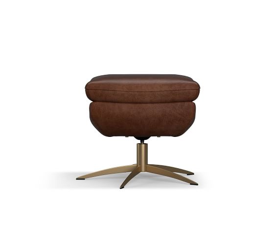 Wells Leather Swivel Ottoman | Pottery Barn